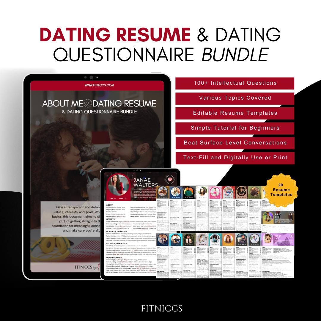 Dating Resume & Questionnaire Bundle - Etsy