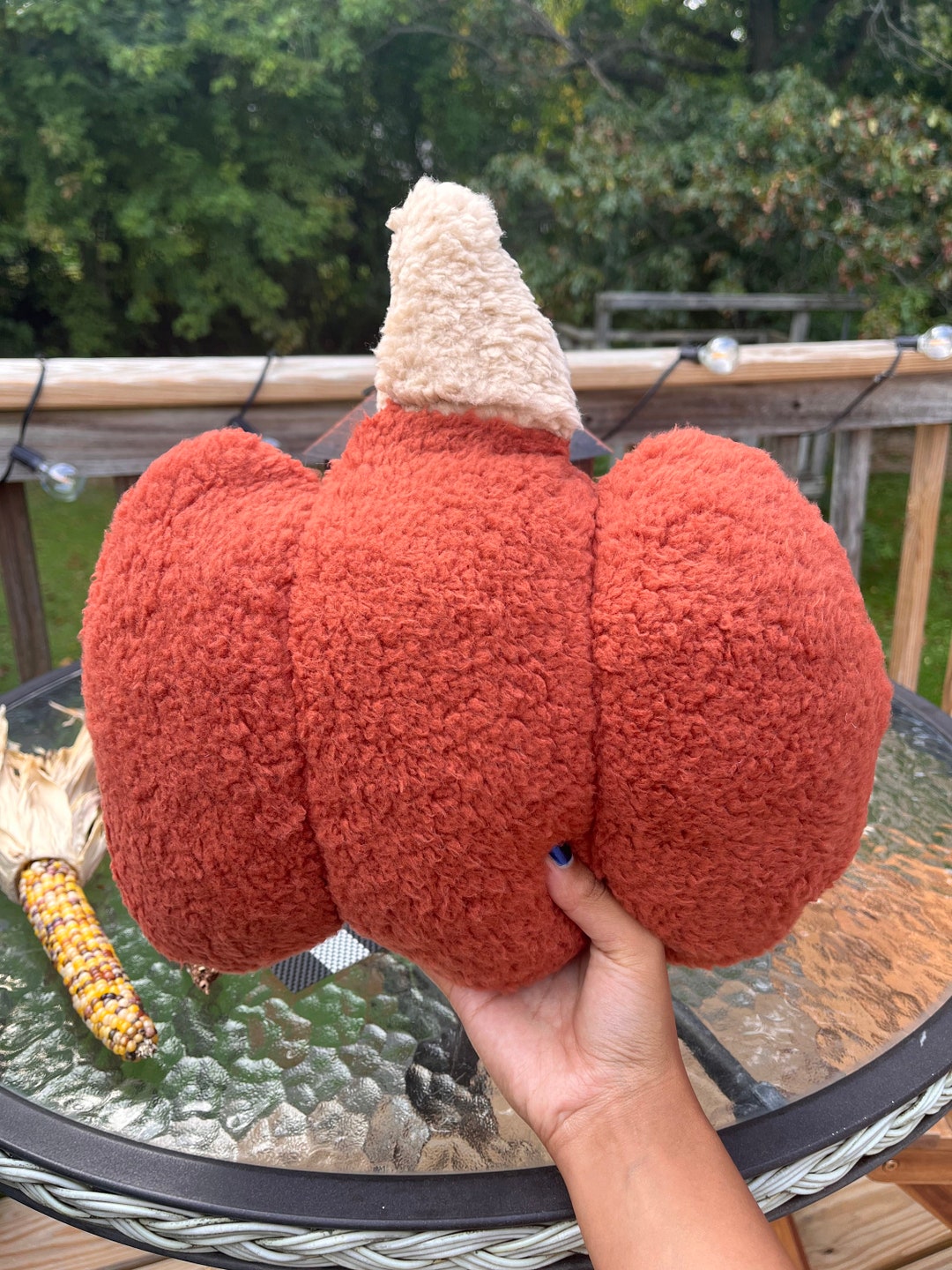 Sherpa Orange Pumpkin Fuzzy Stuffed Throw Pillow Soft Harvest Fall ...