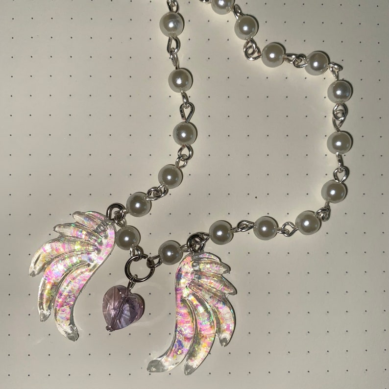 Iridescent Angel Wings Pearl Necklace - Etsy