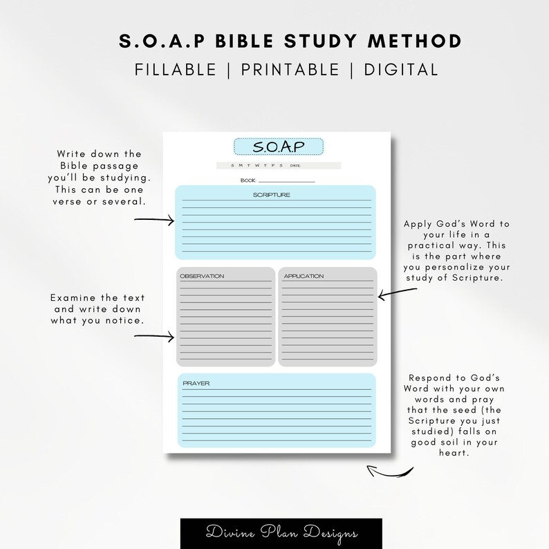 SOAP Bible Study Fillable A4 and Letter Bible Journal and - Etsy
