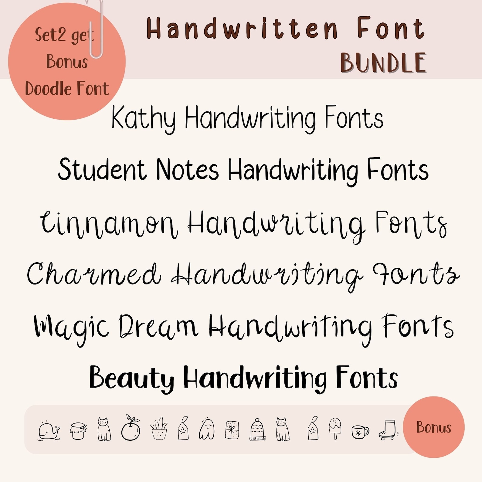 Font Bundle, Realistic Fonts, Cute Fonts, Handwriting Fonts, Goodnotes ...