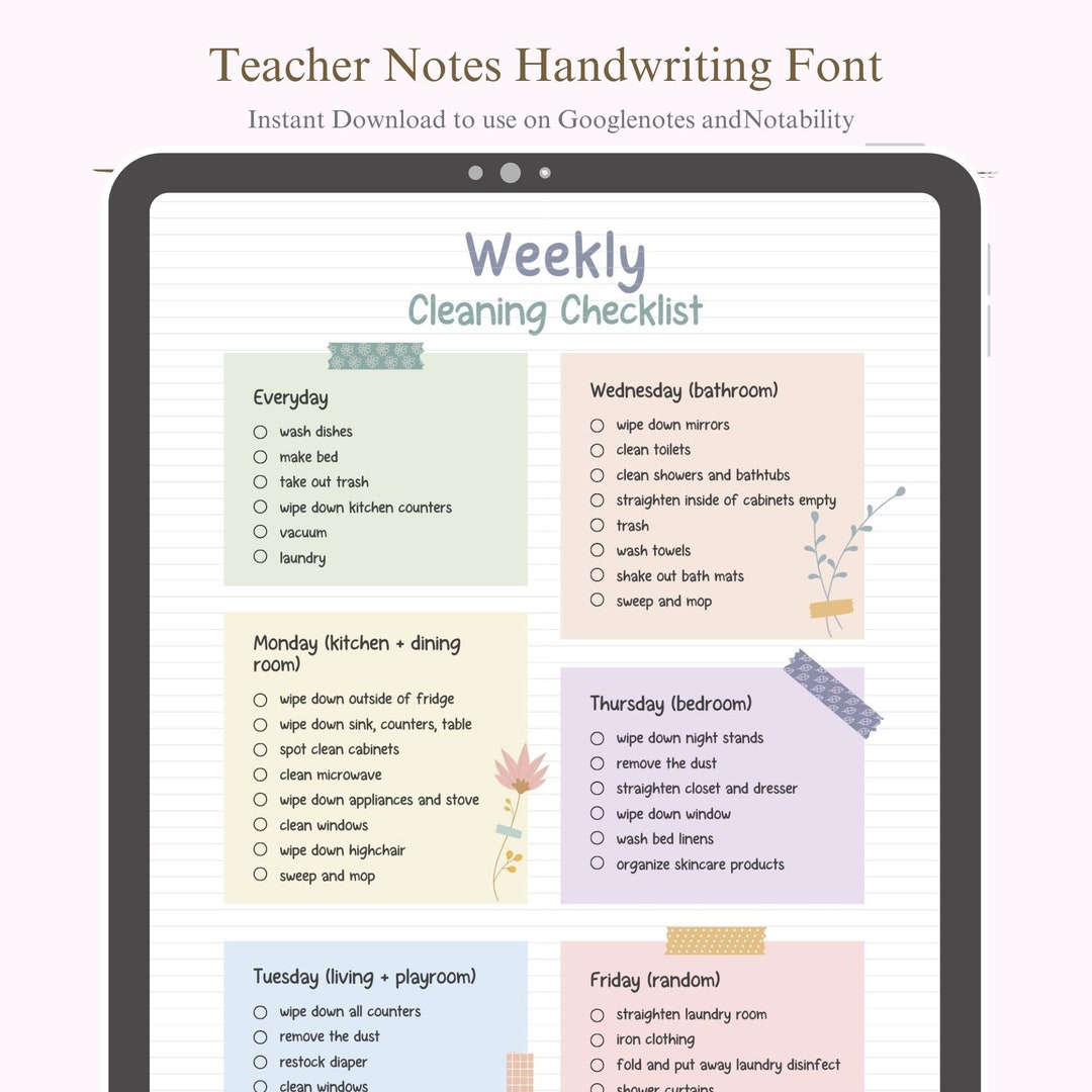 Teacher Notes Font Handwritten Font Procreate Font Cute - Etsy