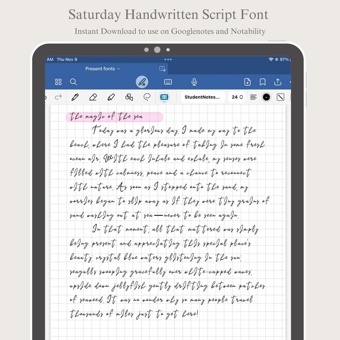 Saturday Font Handwritten Font Script Font Cursive Font - Etsy