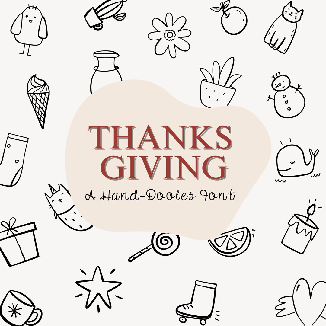 Thanksgiving Doodles - A Hand-drawn Doodle Font, Procreate Font ...