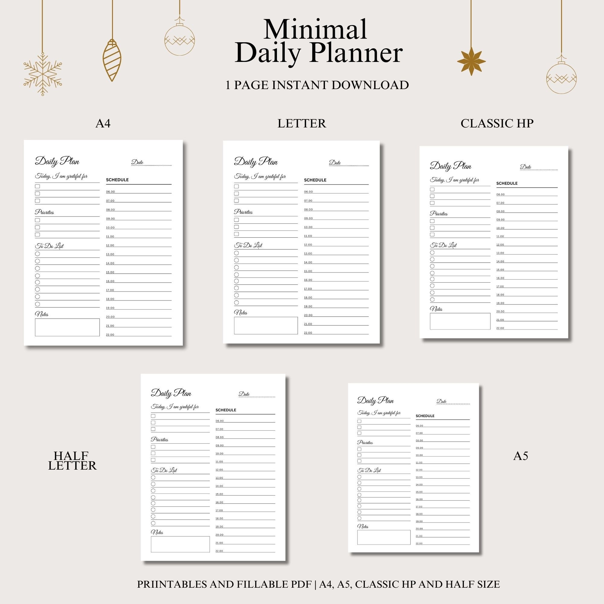 Minimal Planner Printable Daily Planner Daily Schedule - Etsy