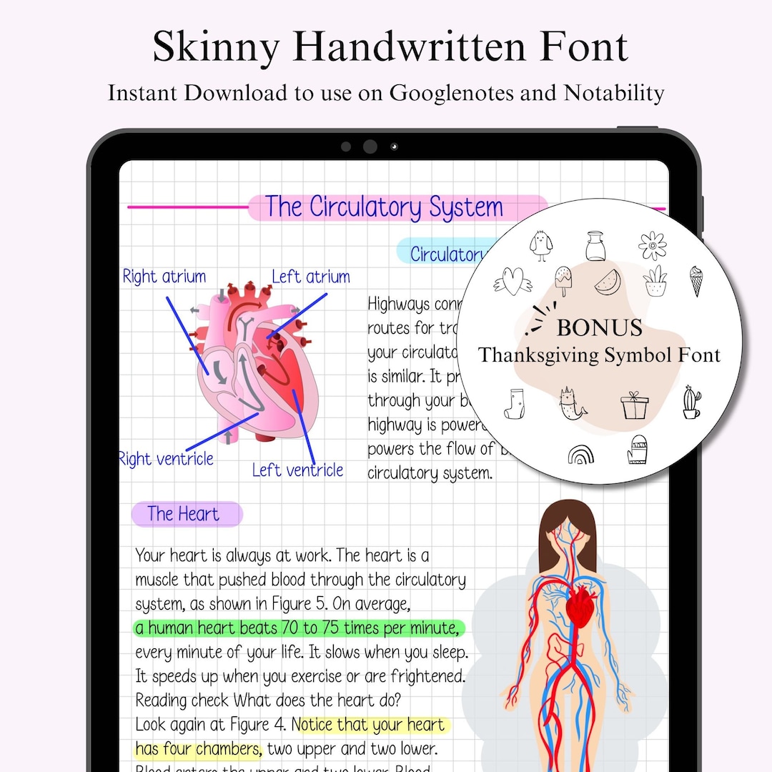 Skinny Handwritten Font | Font for Digital Planner | Student Note ...