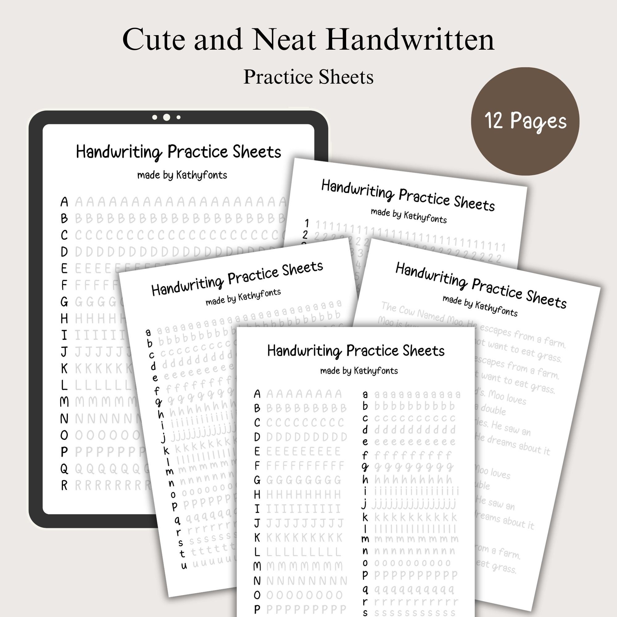 Printable Neat and Cute Handwriting Worksheets-12 Pages | Alphabet ...