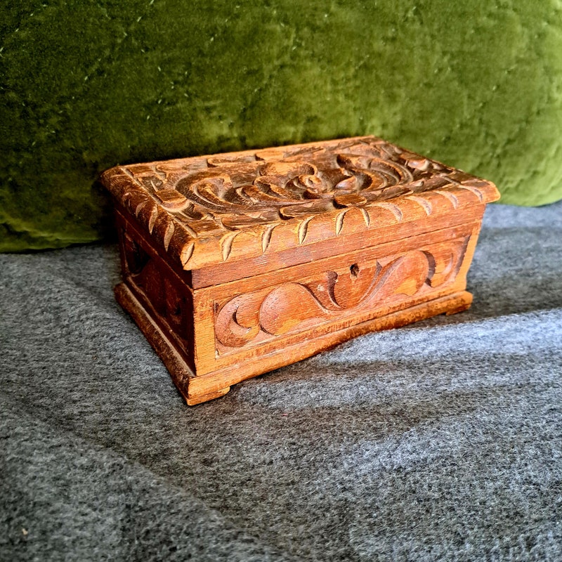 Carved Wooden Box - Etsy UK