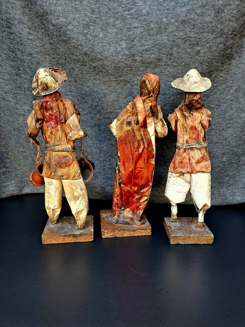 Vintage Mexican Paper Mache Sculptures, Mexican Folk Art Figures, Hand ...