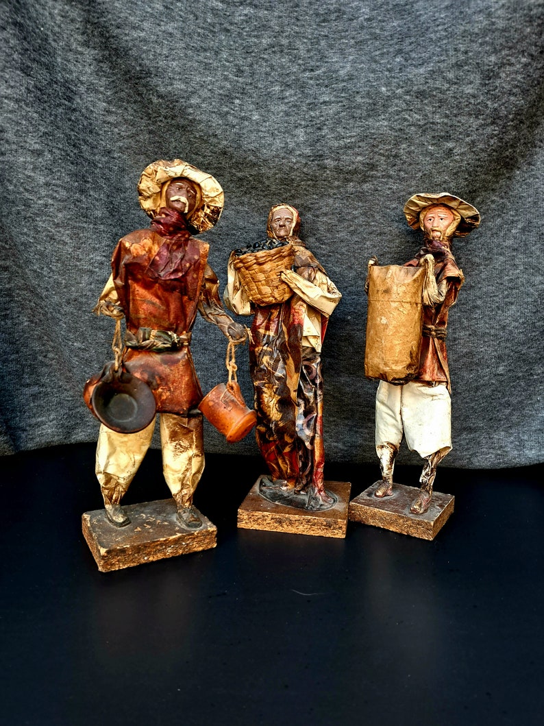 Vintage Mexican Paper Mache Sculptures, Mexican Folk Art Figures, Hand ...