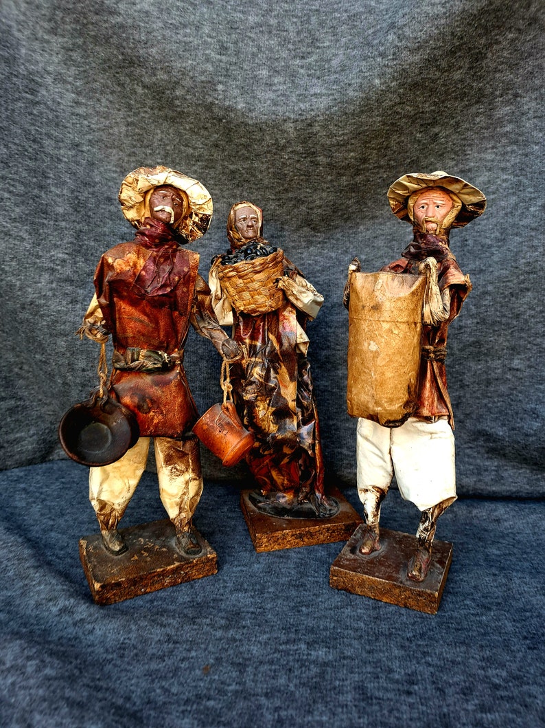 Vintage Mexican Paper Mache Sculptures, Mexican Folk Art Figures, Hand ...