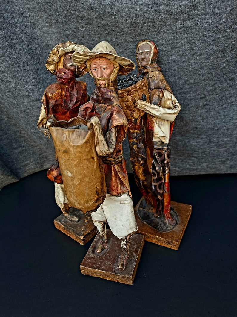 Vintage Mexican Paper Mache Sculptures, Mexican Folk Art Figures, Hand ...