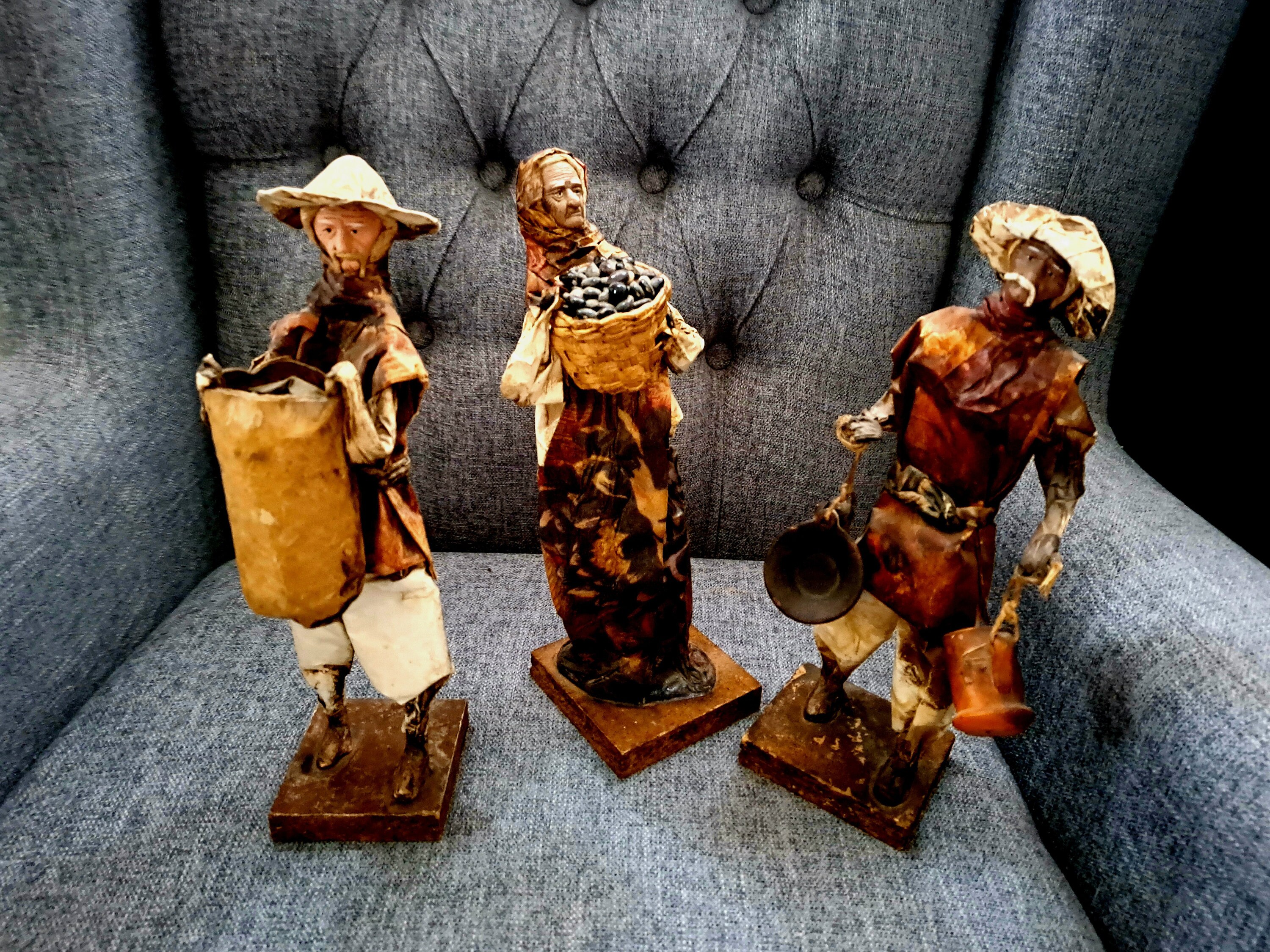 Vintage Mexican Paper Mache Sculptures, Mexican Folk Art Figures, Hand ...