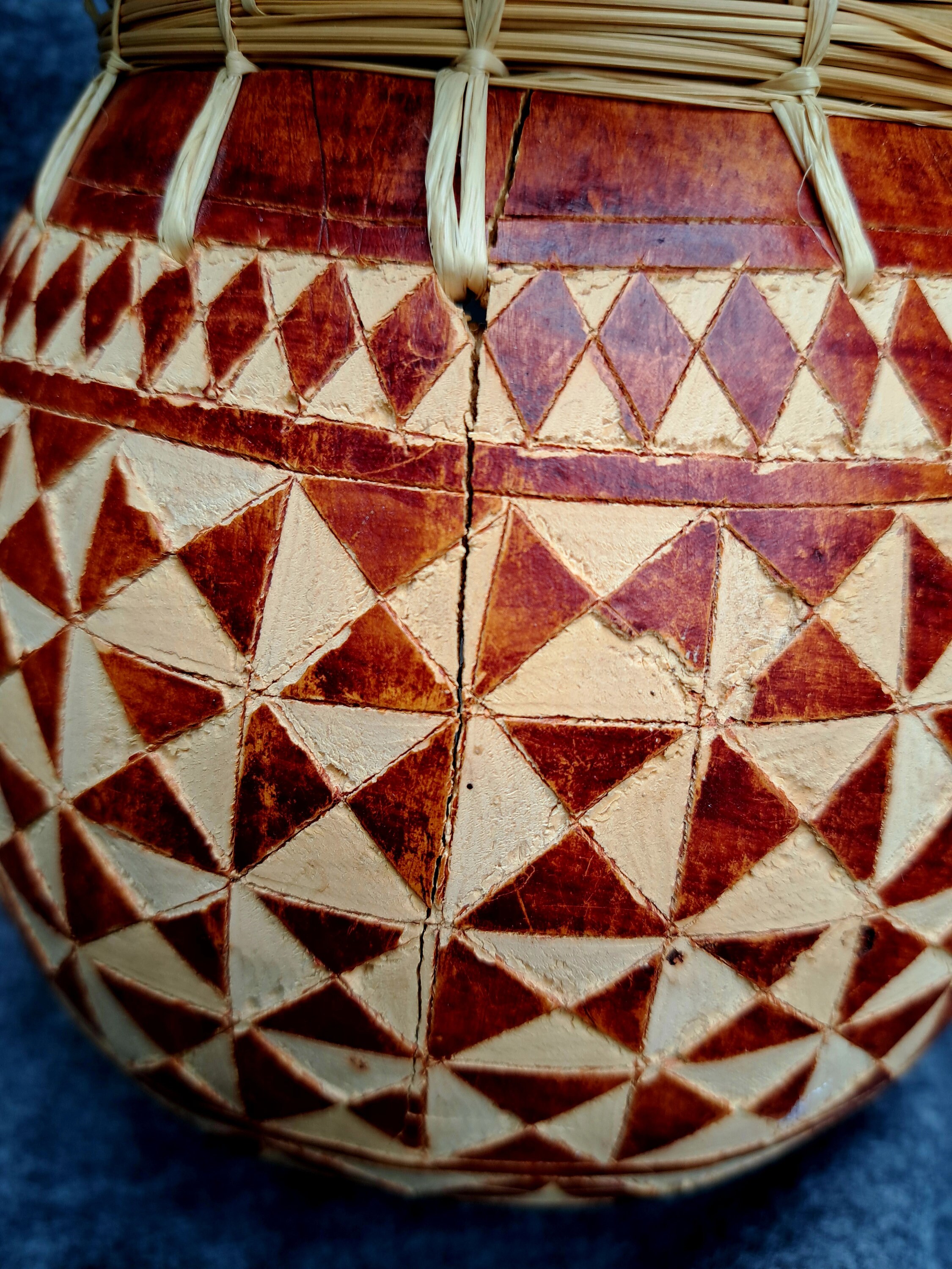 Gourd Basket, Hand Carved Gourd Vase, Vintage Gourd Vase, Beige and ...