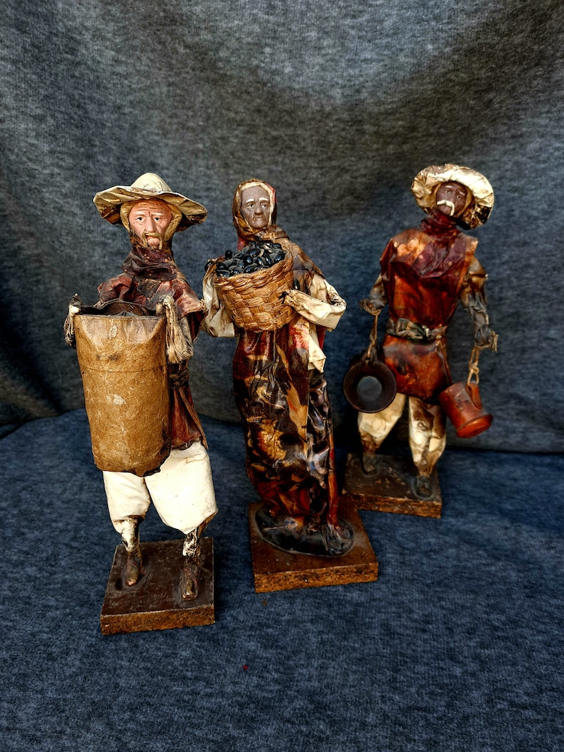 Vintage Mexican Paper Mache Sculptures, Mexican Folk Art Figures, Hand ...