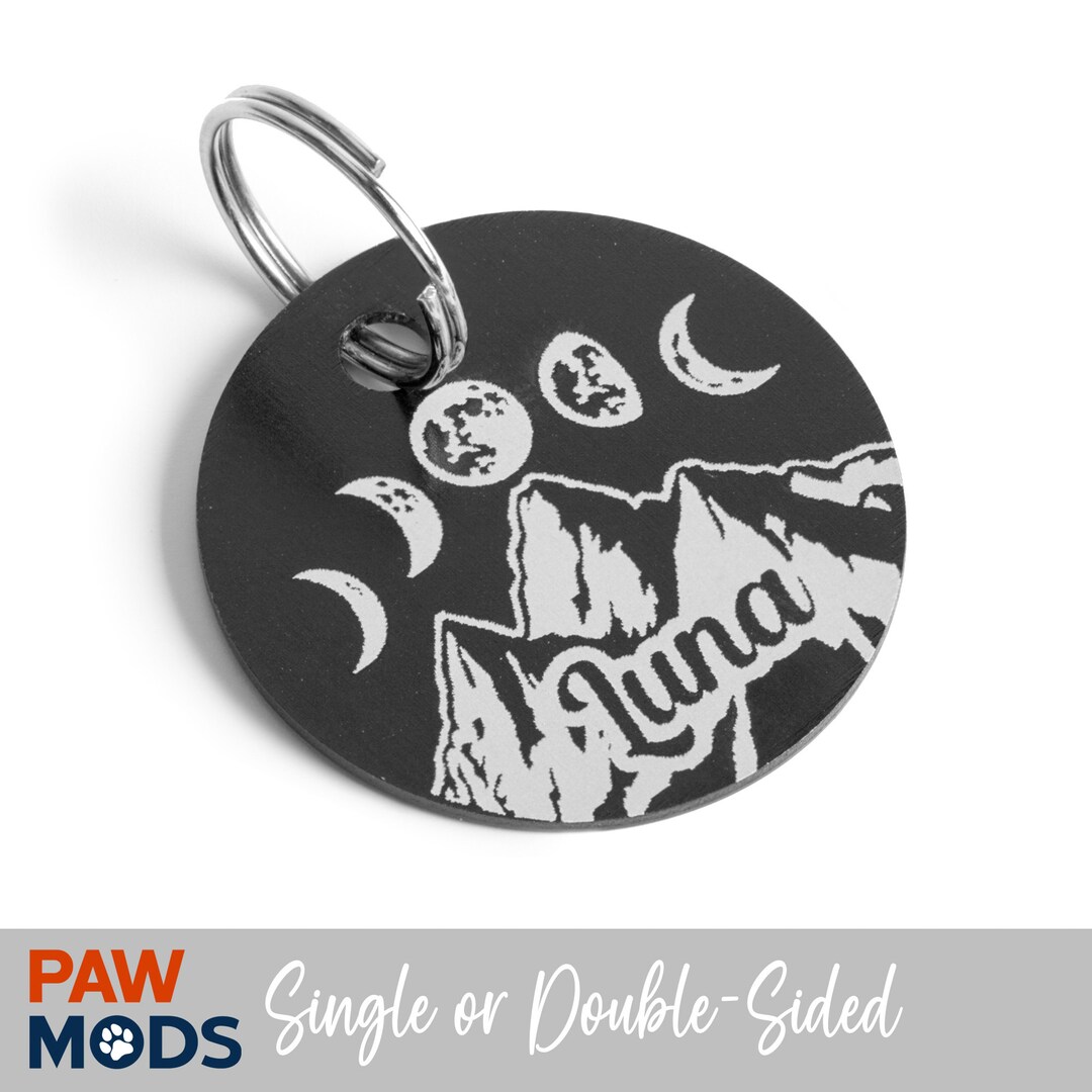 Moon Dog Tag, Dog Tags, Dog Tag Personalized, Pet Name Tags, Custom Dog ...