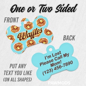 Waffles Dog Tag, Breakfast Dog Tag Personalized, Waffle Pet Tag, Custom ...