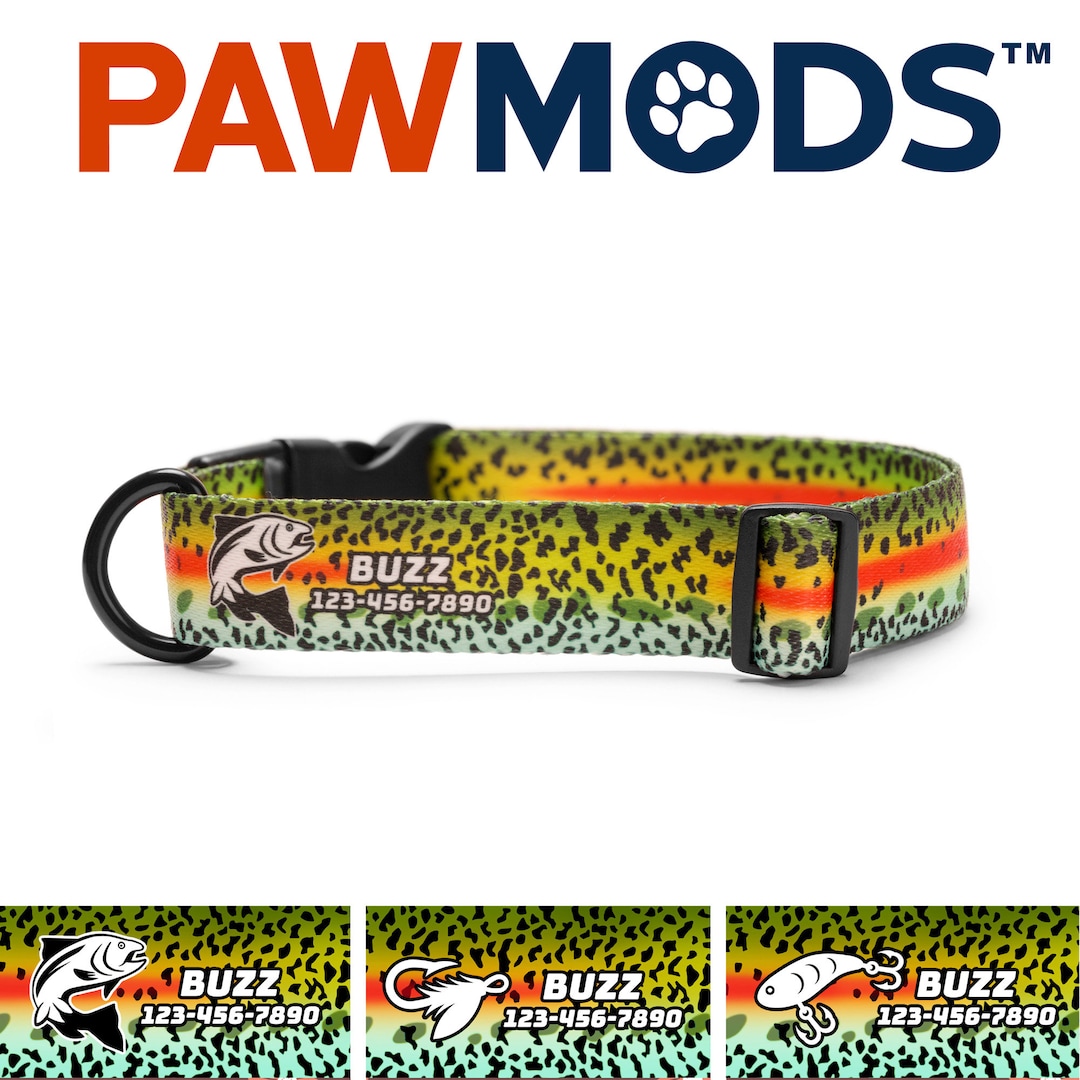 Rainbow Trout Dog Collar Personalized Cutbow Trout Dog Collar Boy Custom Dog Collar With Name ...