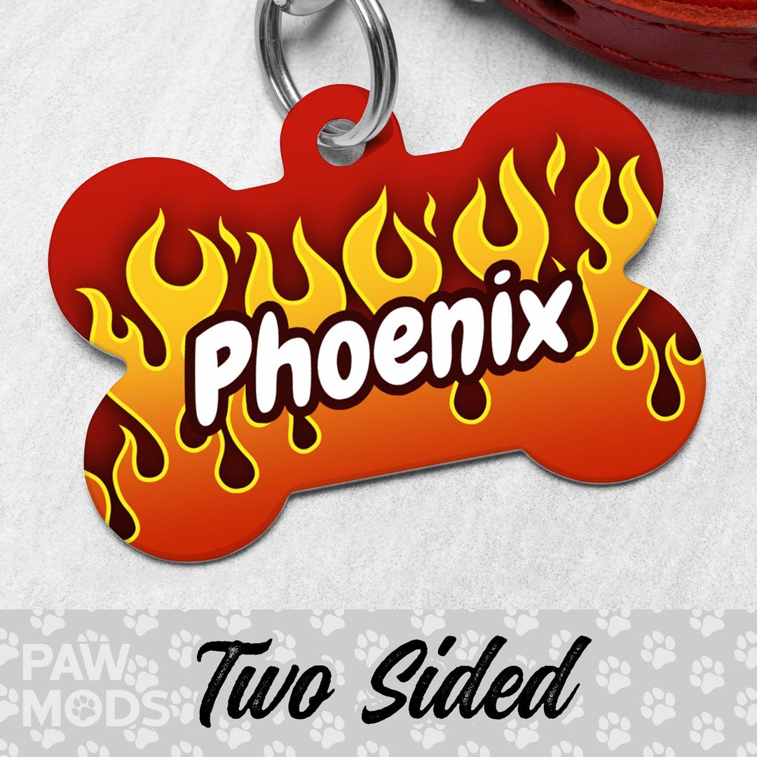 Fire Dog Tags for Dogs Personalized, Flames Dog Tag, Blaze Pet Tag, Hot ...