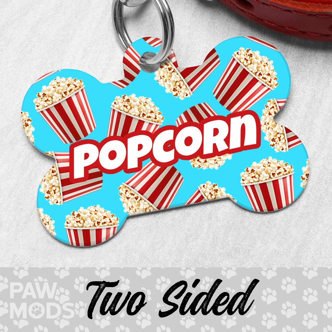 Popcorn Dog Tags for Dogs Personalized, Pop Corn Dog Tag, Snack Pet Tag ...