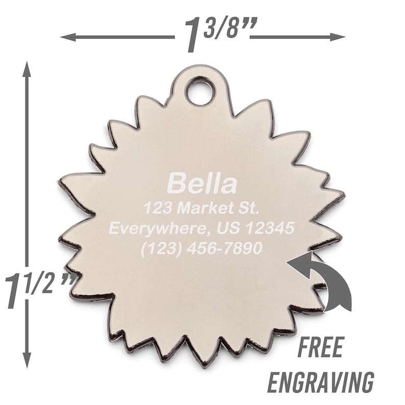 Pet ID Tag Sunflower Dog Tag, Flower Enamel Dog Tag for Dogs, Pet Name ...