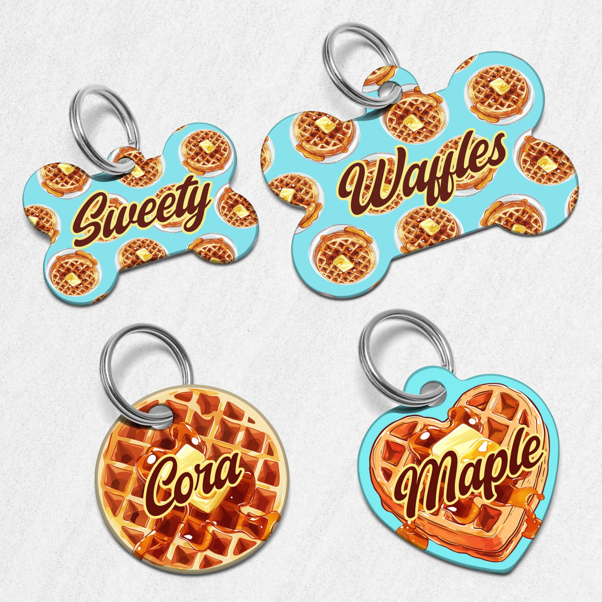 Waffles Dog Tag, Breakfast Dog Tag Personalized, Waffle Pet Tag, Custom ...