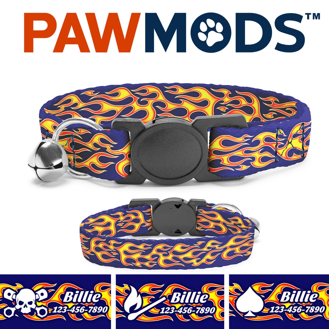 Flames Cat Collar Personalized Cat Collar Fire Cat Collar Custom Cat ...