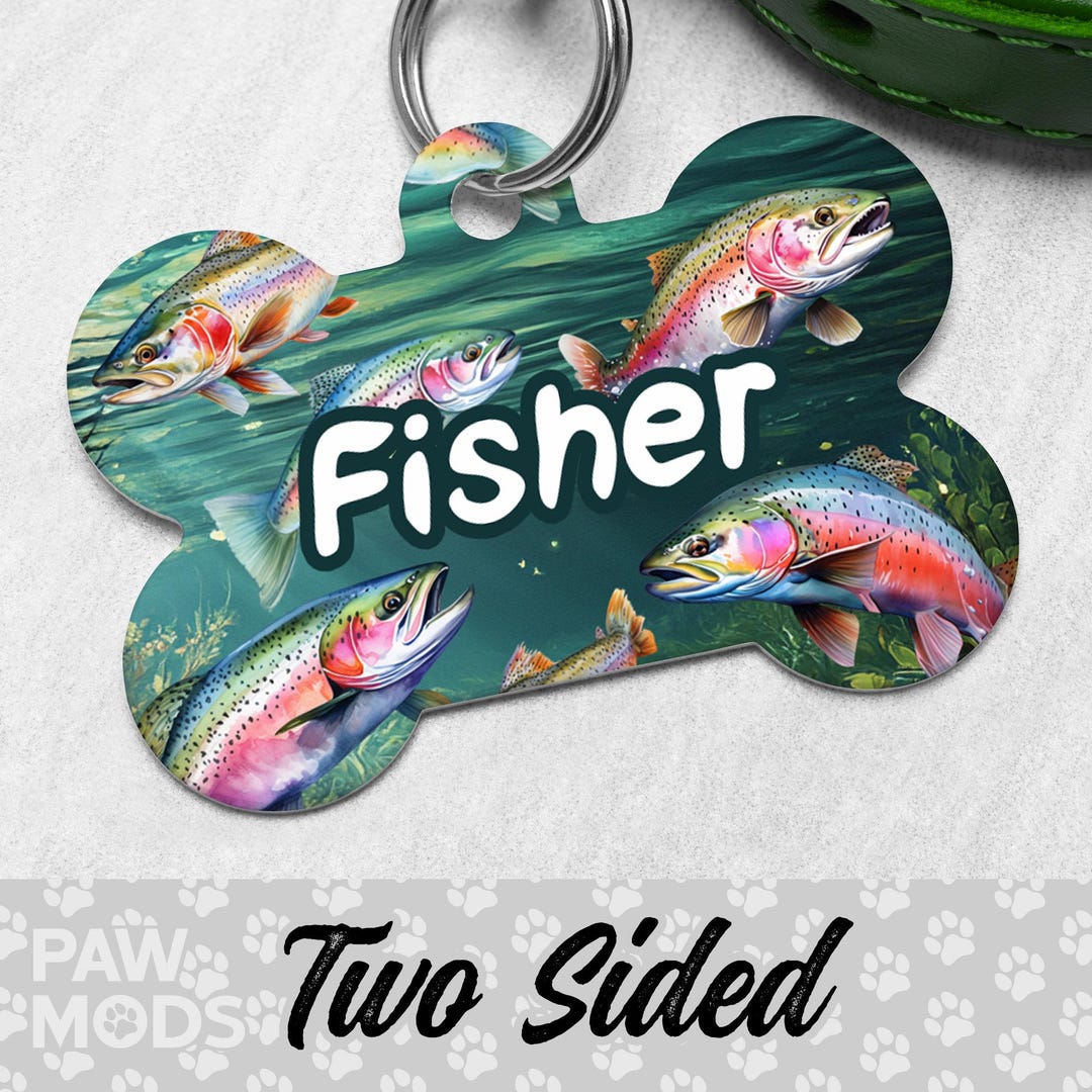 Rainbow Trout Dog Tags for Dogs Personalized, Trout Dog Tag, Fishing ...
