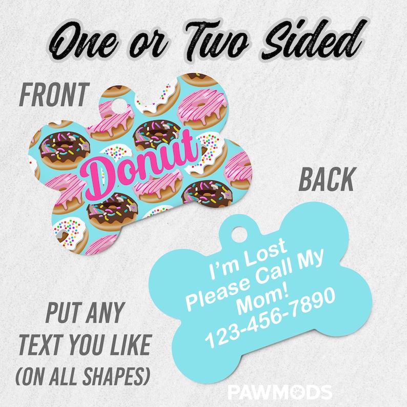 Donut Dog Tag, Doughnut Dog Tag Personalized, Pastry Pet Tag, Dessert ...