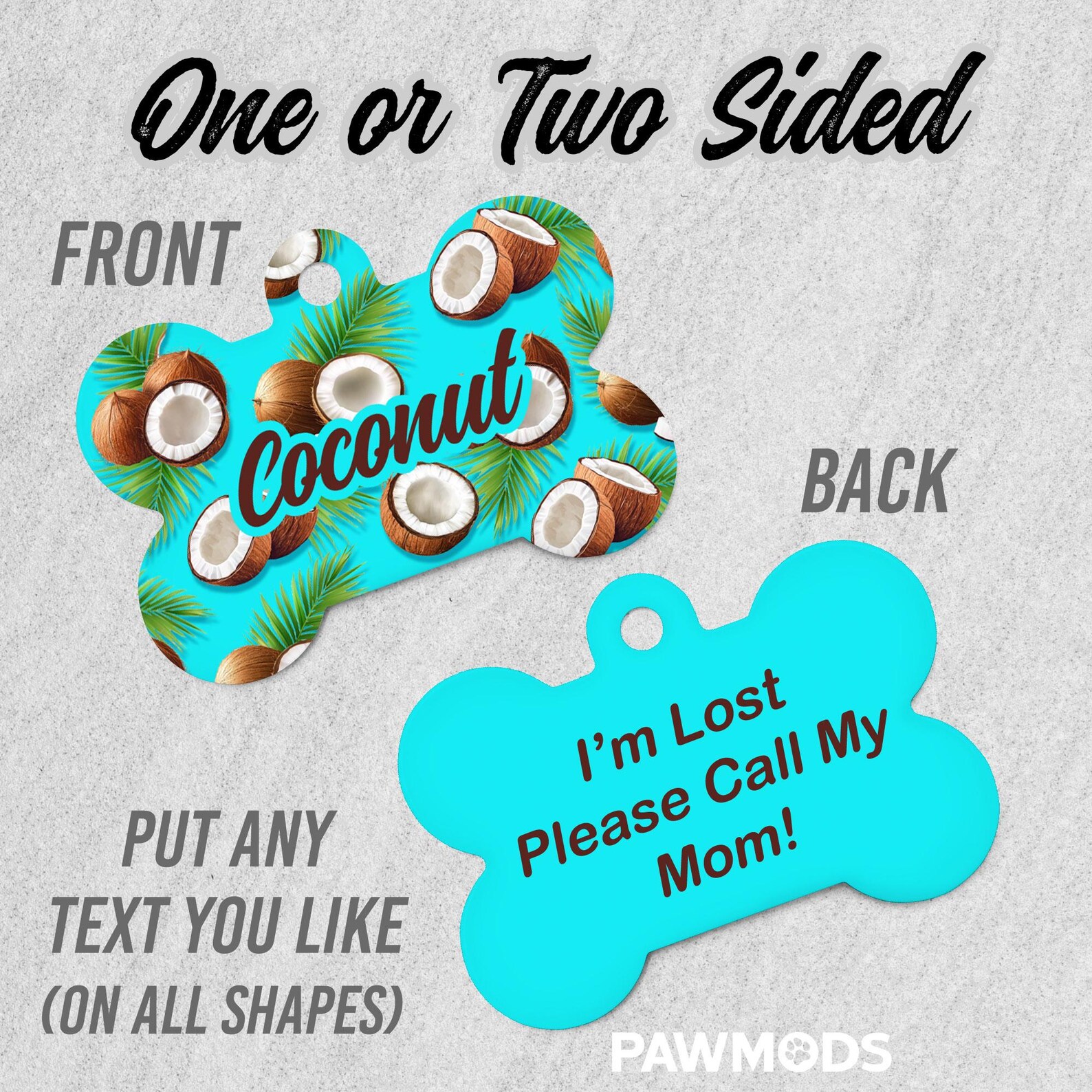Coconut Dog Tags for Dogs Personalized, Tropical Dog Tag, Hawaiian Pet ...