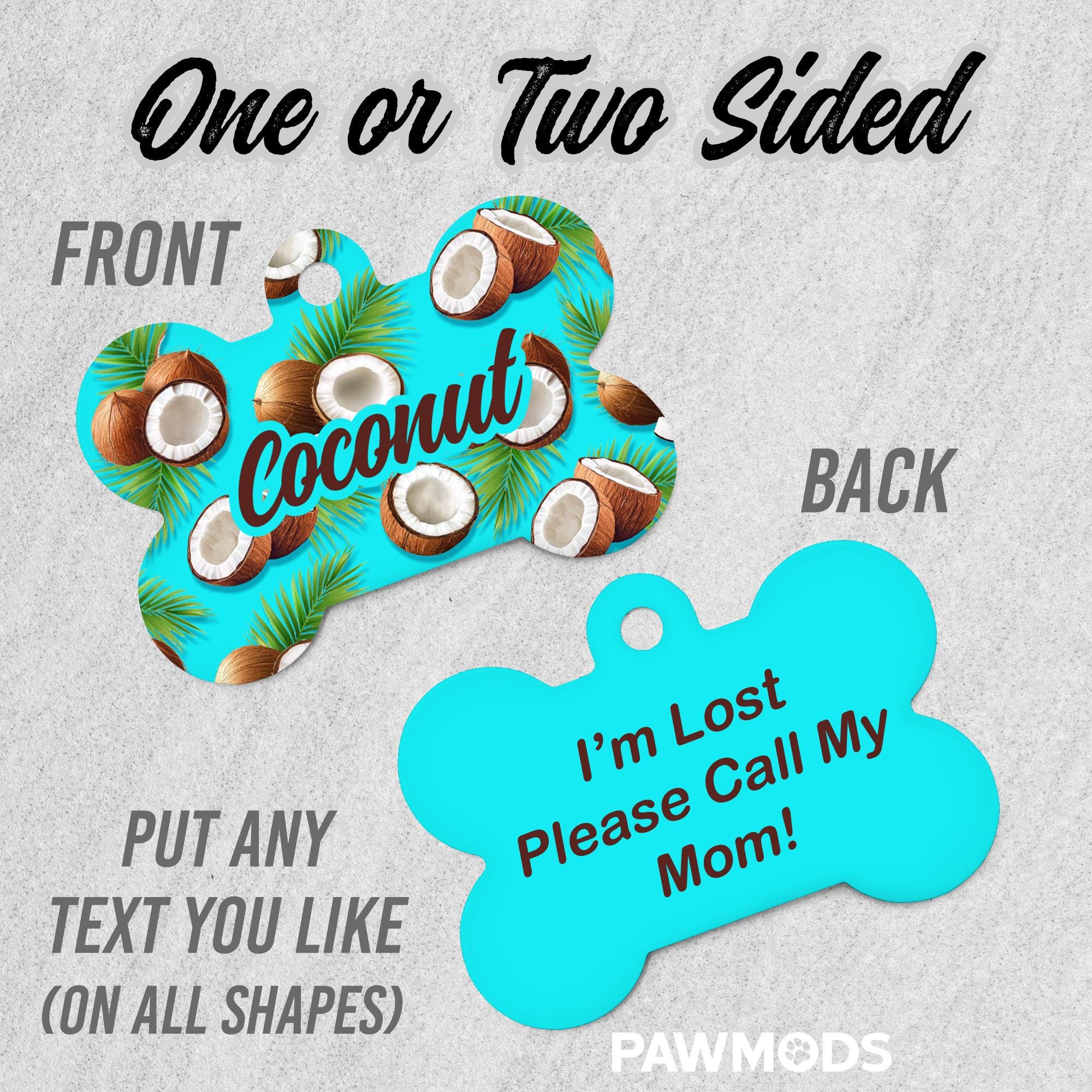 Coconut Dog Tags for Dogs Personalized, Tropical Dog Tag, Hawaiian Pet ...