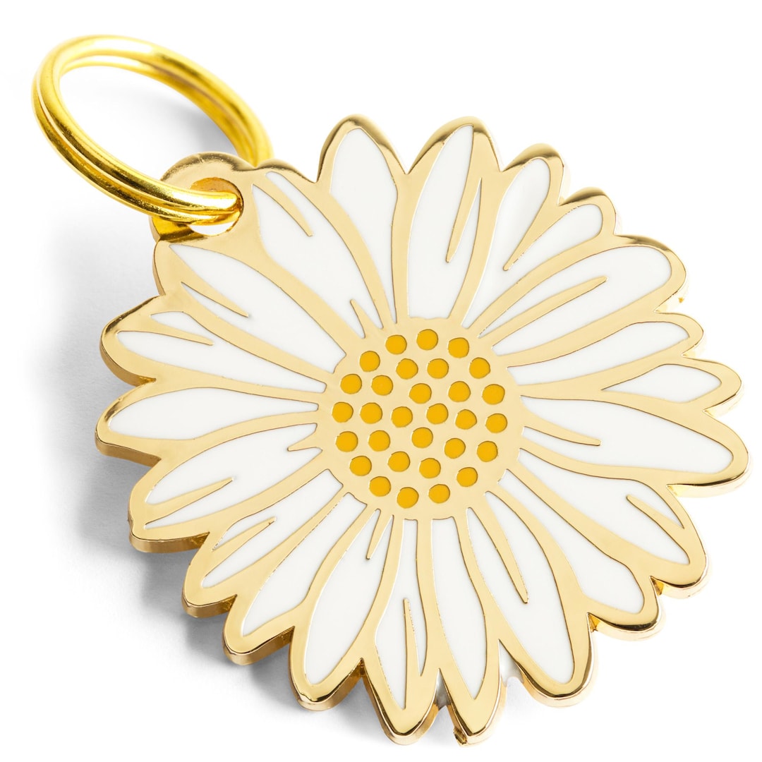 Pet ID Tag Daisy, Flower Dog Tag, Dog Tag for Dogs, Enamel Pet Name ...
