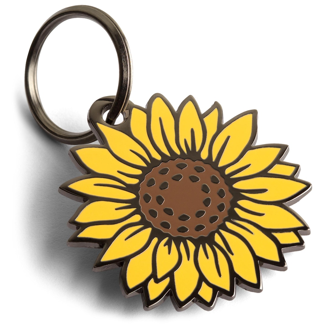 Pet ID Tag Sunflower Dog Tag, Flower Enamel Dog Tag for Dogs, Pet Name ...