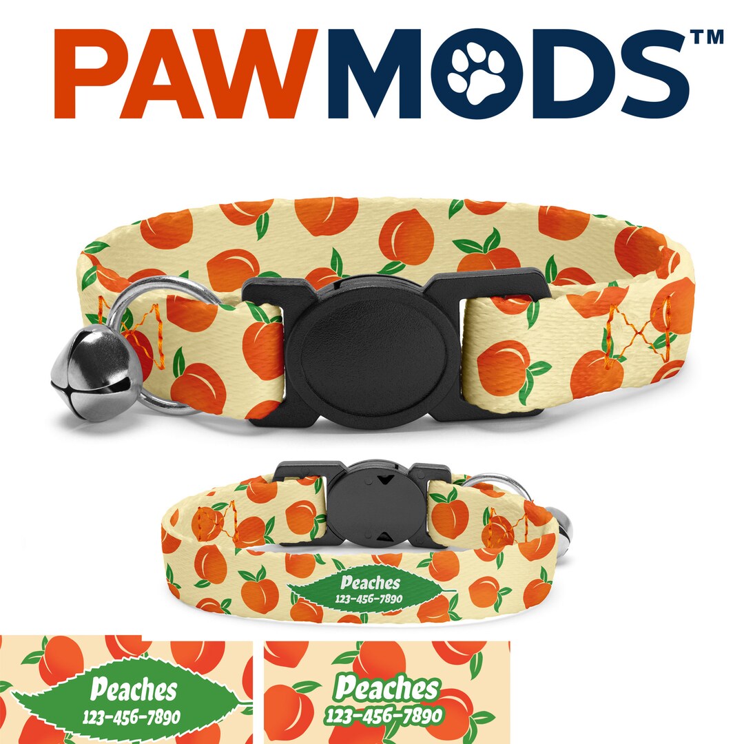 Peach Cat Collar Personalized Cat Collar Fruit Cat Collar Girl Custom ...