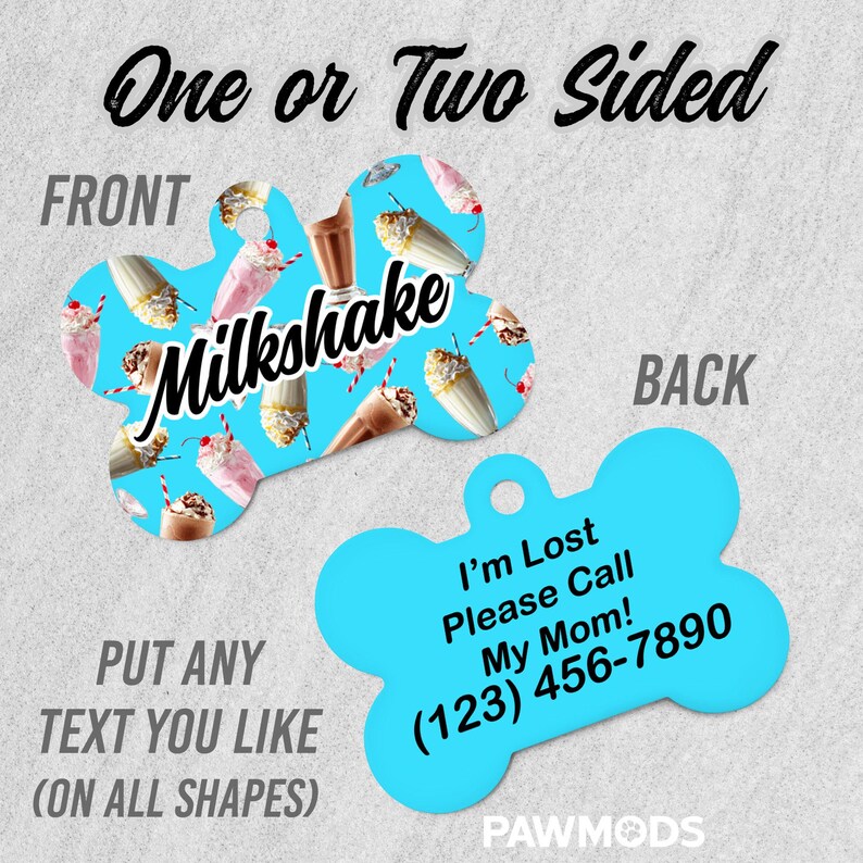Milkshake Dog Tag, Custom Personalized Ice Cream Pet ID Tag, Dessert ...