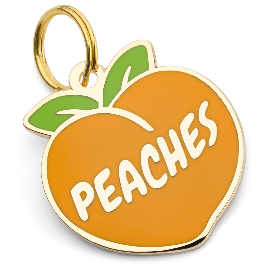 Peaches Dog Tag, Peach Dog Tag, Custom Dog Tag for Dogs, Enamel Pet ...
