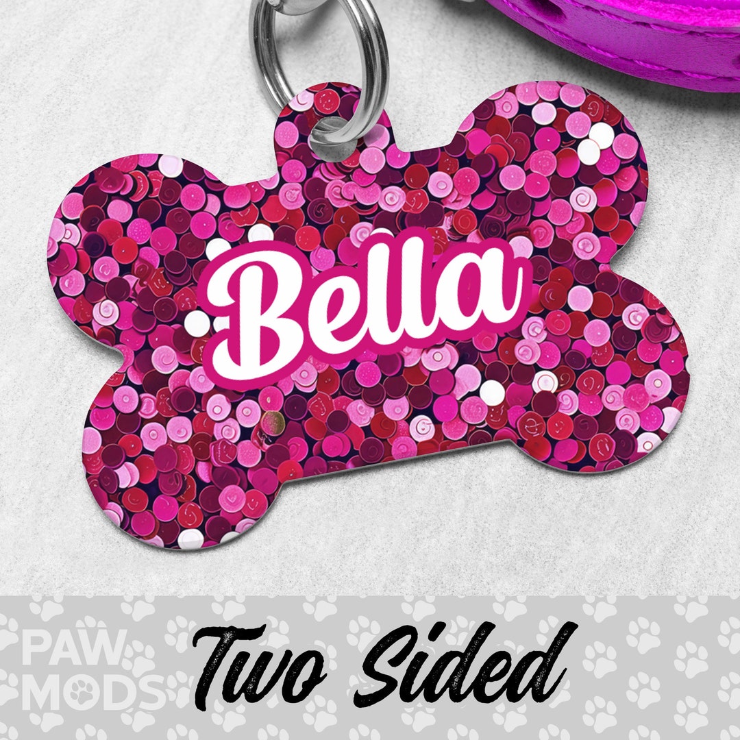 Pink Glitter Dog Tag, Glitter Swirl Dog Tag Personalized, Glitter Pet ...