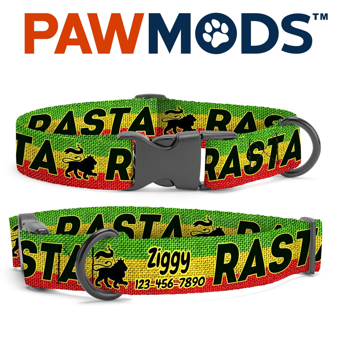 Rasta Dog Collar Personalized Jamaica Dog Collar Reggae Dog Collar With ...