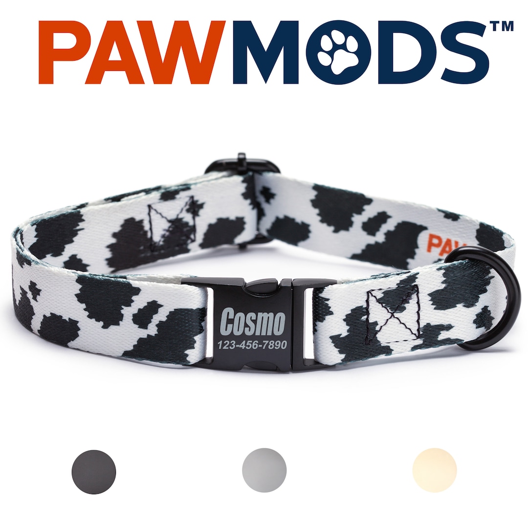 Cow Dog Collar Personalized Custom Western Dog Collars Cowboy Cow Skin ...
