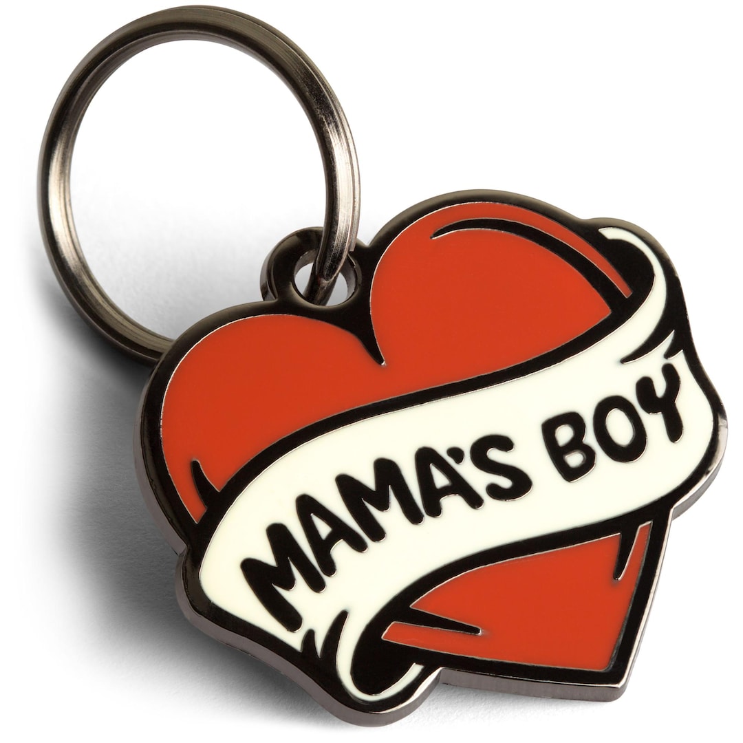 Pet ID Tag Mama's Boy, Tattoo Red Heart Dog Tag, Dog Tag for Dogs, Pet ...