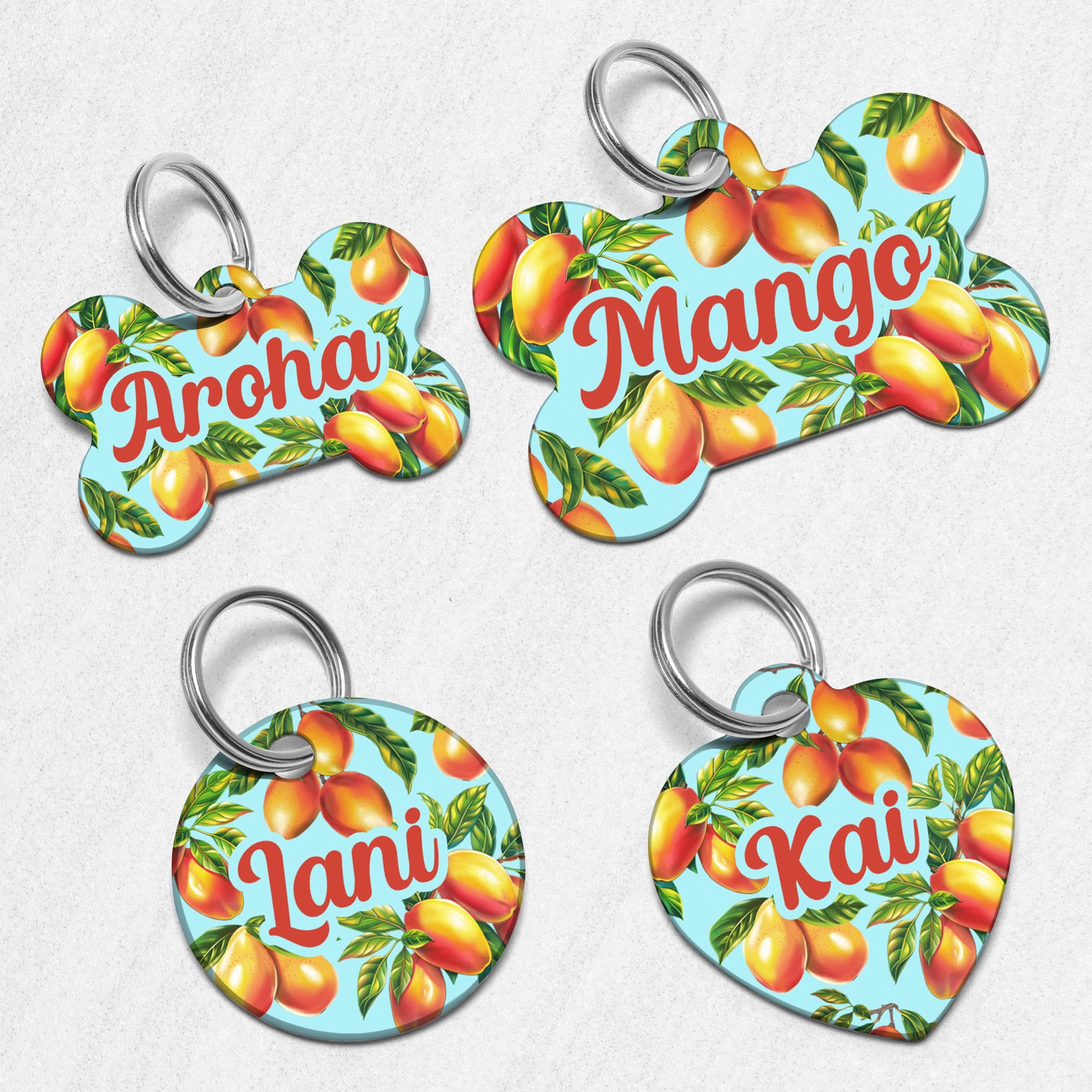 Mango Dog Tag, Tropical Dog Tag Personalized, Fruit Pet Tag, Mangos ...