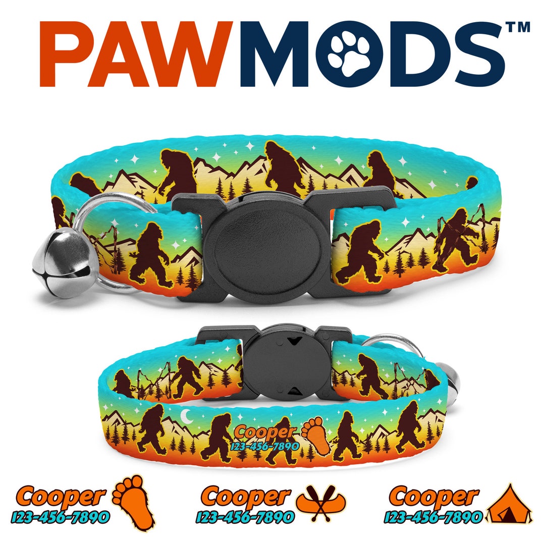 Bigfoot Cat Collar Personalized Sasquatch Cat Collar Boy Yeti Cat ...