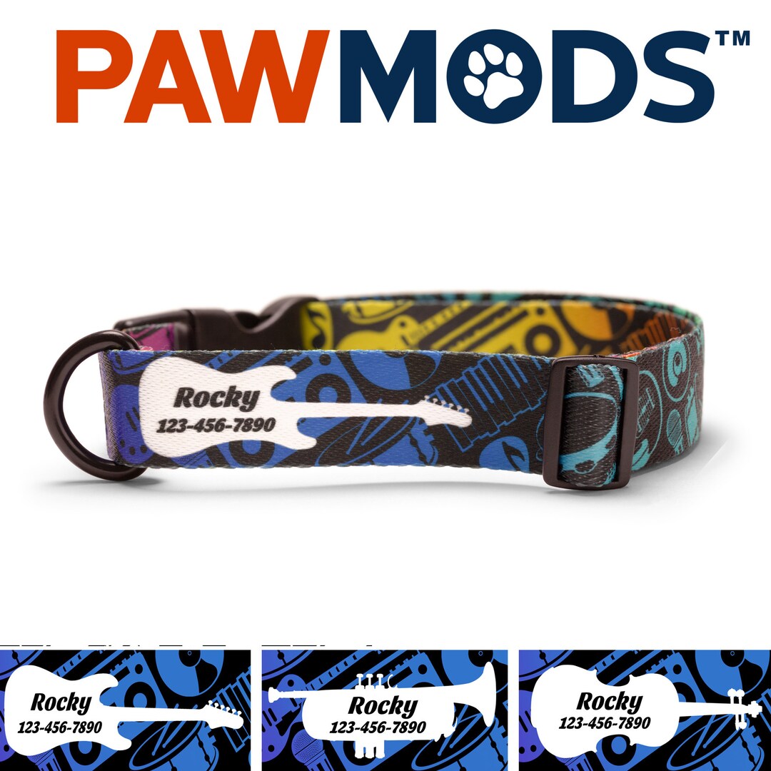 Music Dog Collar Personalized Guitar Dog Collar Girl Band Dog Collar ...