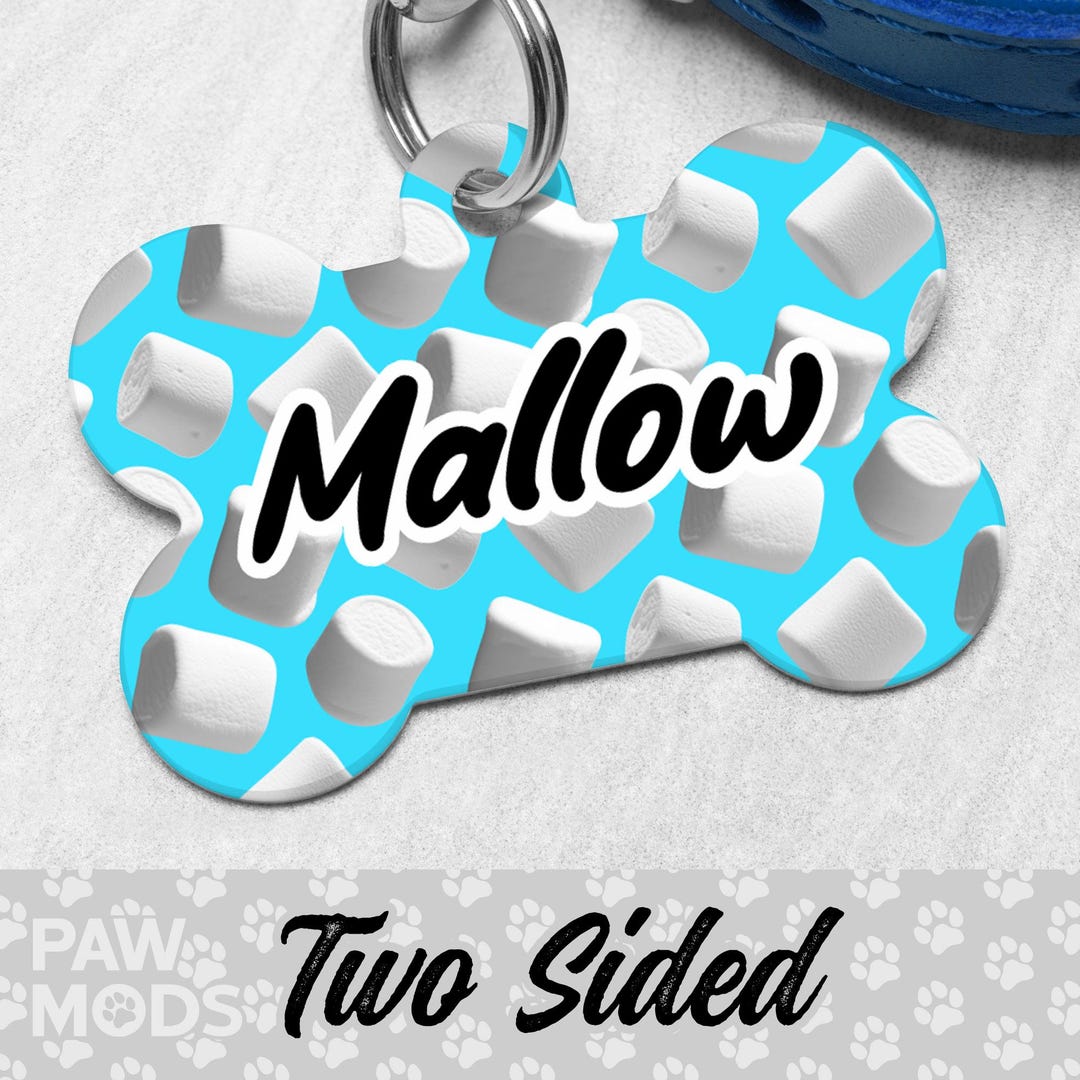 Marshmallow Dog Tags for Dogs Personalized, Candy Dog Tag, Dessert Pet ...
