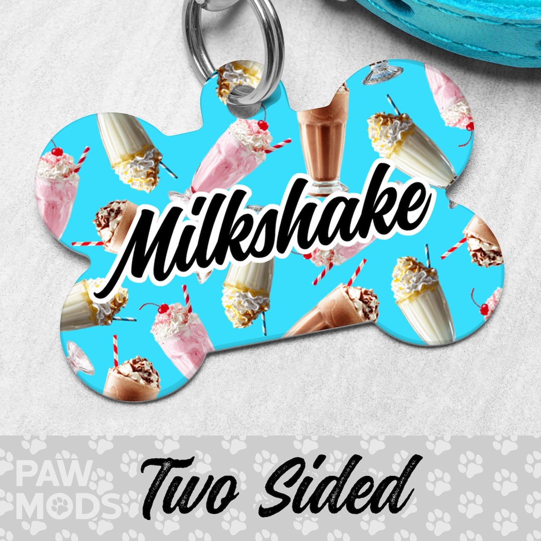Milkshake Dog Tag, Custom Personalized Ice Cream Pet ID Tag, Dessert ...
