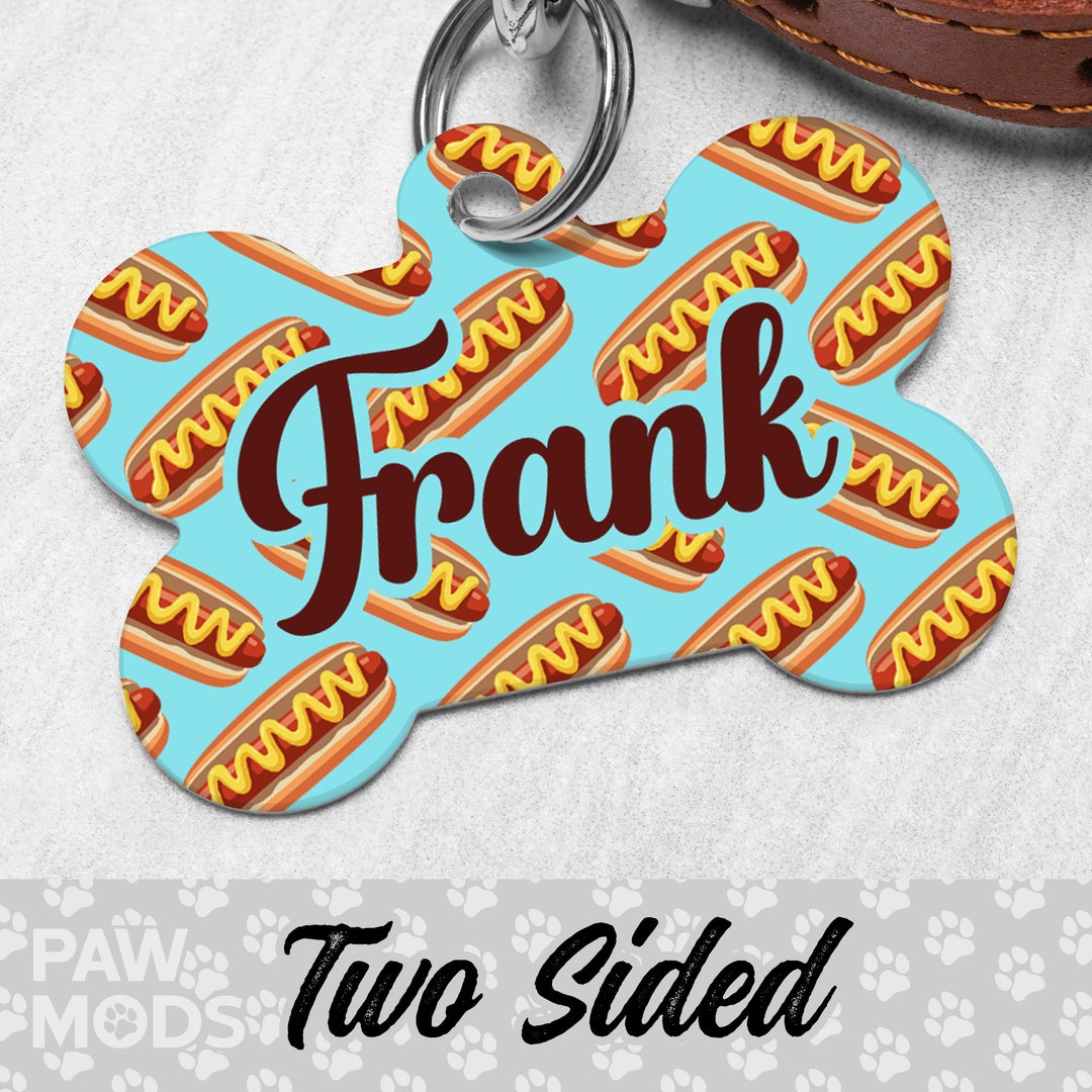 Hot Dog Dog Tag, Hotdog Dog Tag Personalized, Sausage Pet Tag, Wiener ...