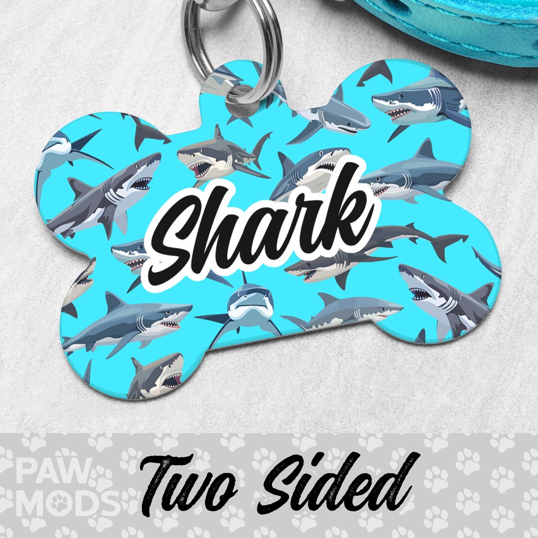 Shark Dog Tag, Great White Dog Tag Personalized, Sharks Pet Tag, Custom ...