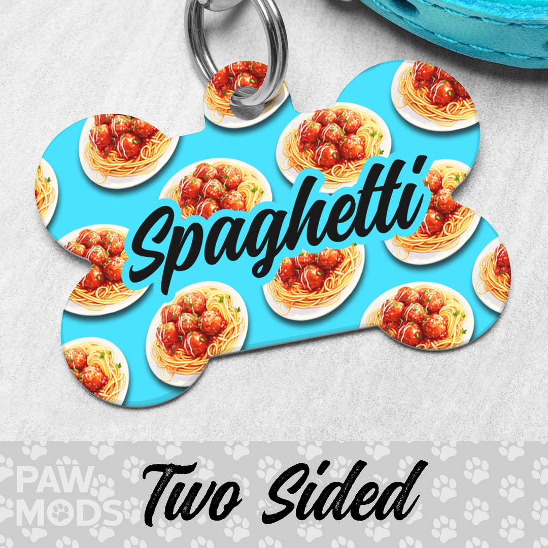 Spaghetti Dog Tag, Meatballs Dog Tag Personalized, Noodles Pet Tag ...