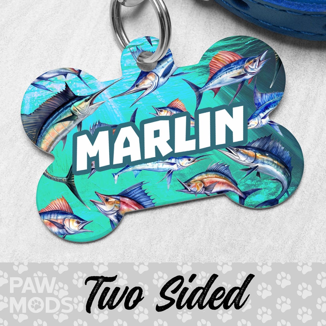 Marlin Dog Tags for Dogs Personalized, Fish Dog Tag, Fishing Pet Tag ...
