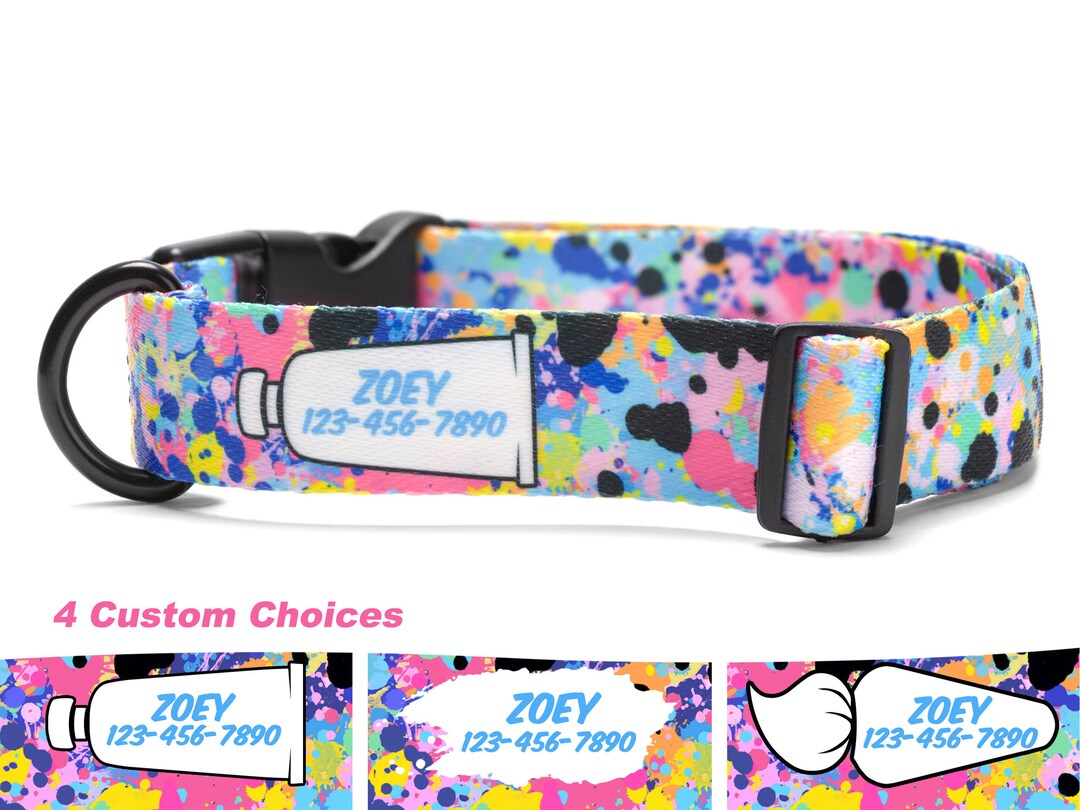 Paint Splash Dog Collar Pastel Dog Collar Personalized Rainbow - Etsy